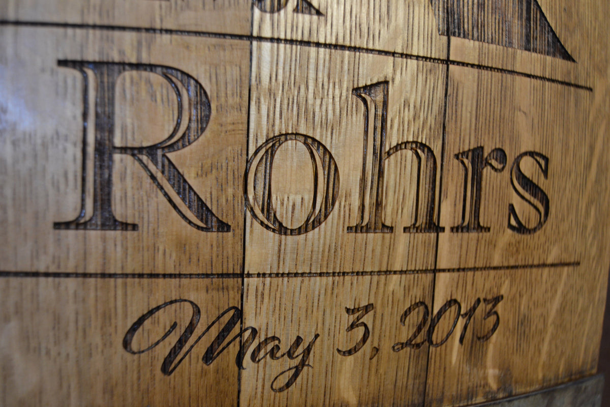 Custom Last Name Sign from Wine Barrel Stave, Personalized Family Mono ...