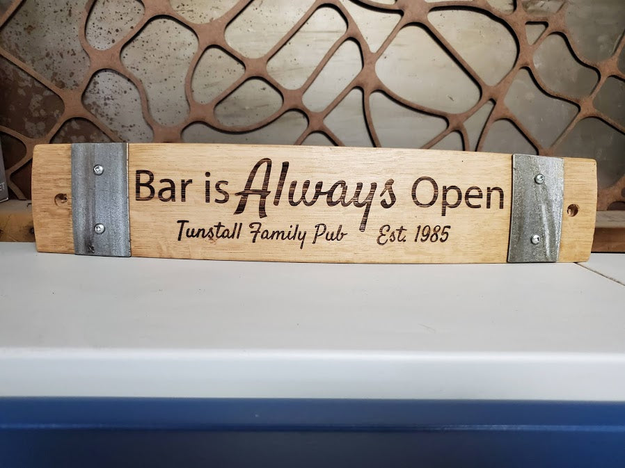 Bar is Always Open - Personalized Family Bar Sign – The Winey Guys